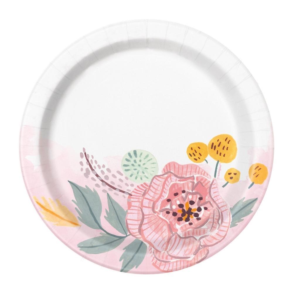 Pappadiskar - Blóm - 17 cm - 8 stk – Allt í köku